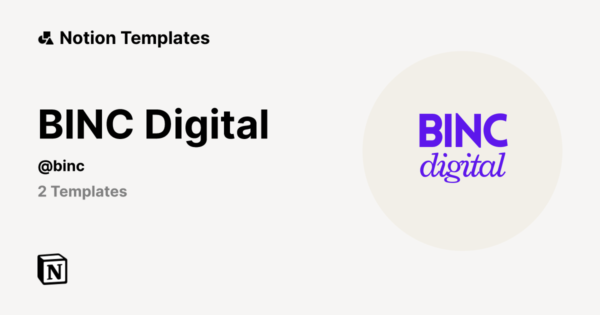 BINC Digital | Template Creator | Notion Marketplace