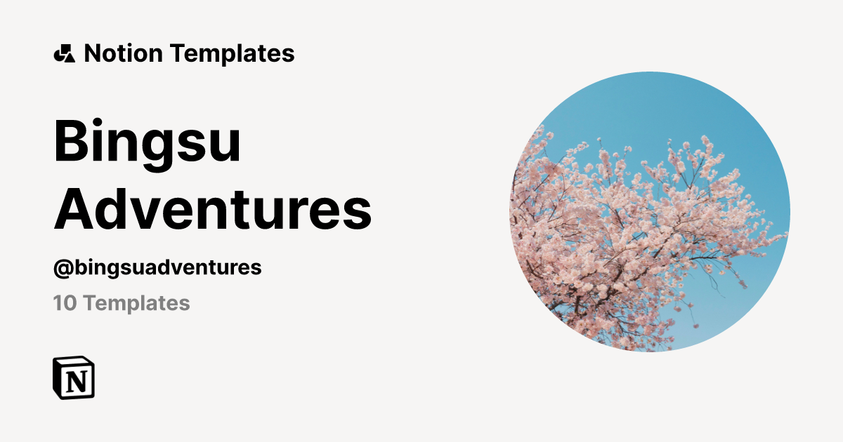 Bingsu Adventures | Template Creator | Notion Marketplace