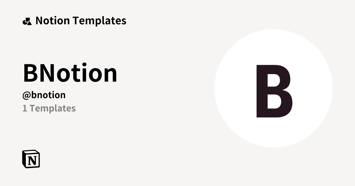 BNotion | Template Creator | Notion Marketplace