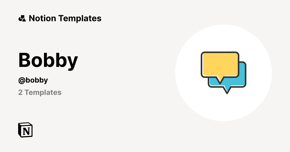Bobby | Template Creator | Notion Marketplace