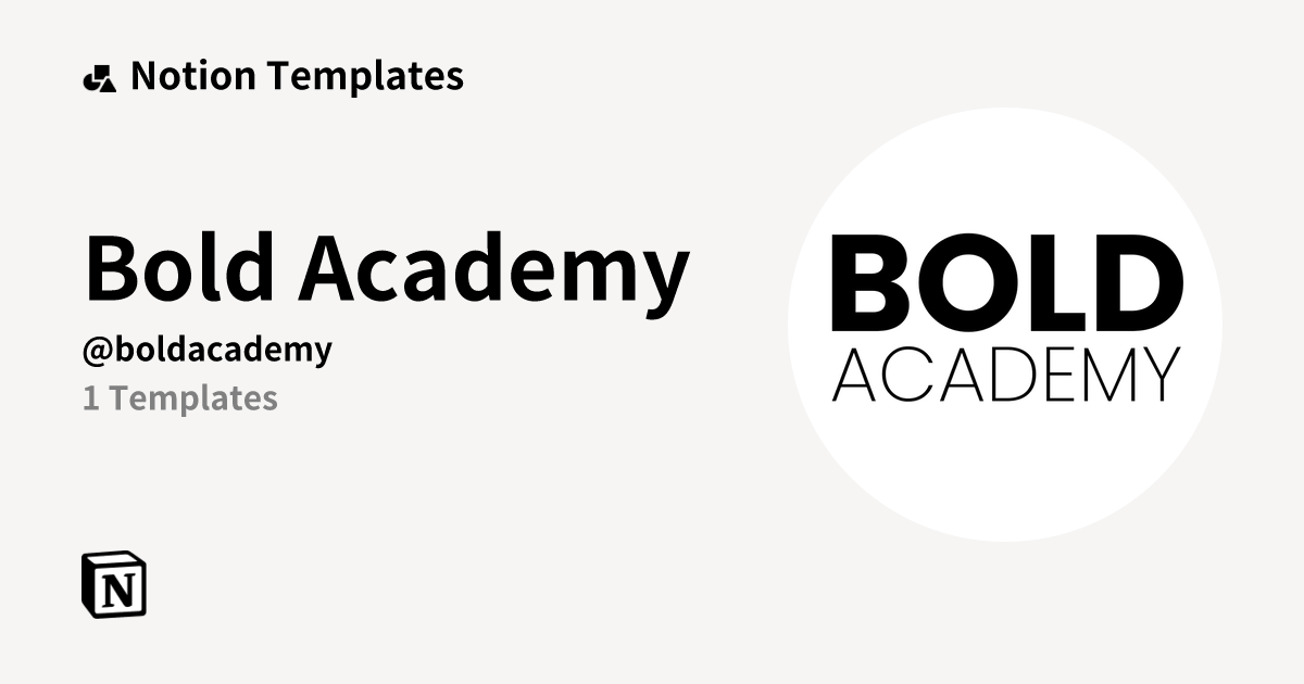 Bold Academy | Template Creator | Notion Marketplace