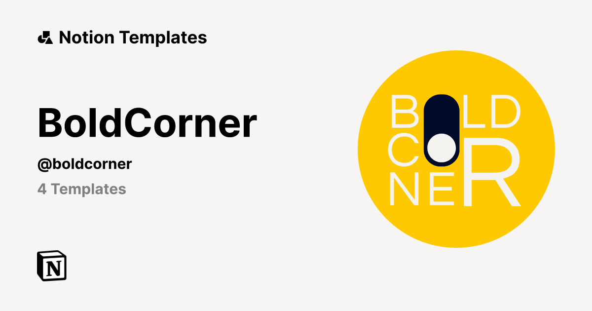 BoldCorner | Template Creator | Notion Marketplace