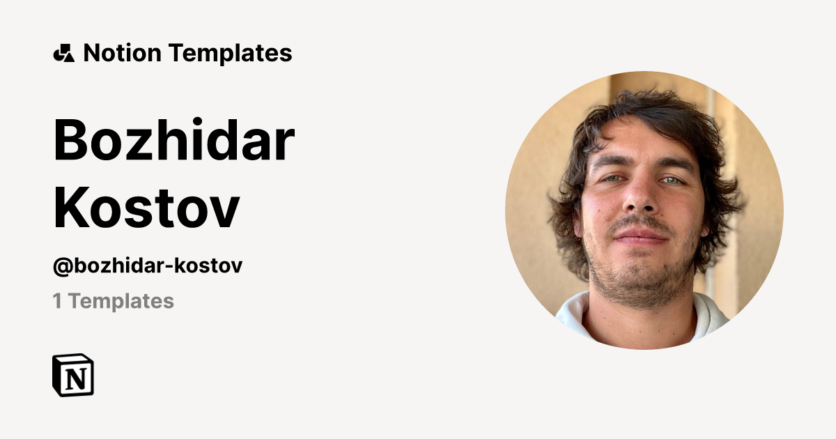 Bozhidar Kostov | Template Creator | Notion Marketplace