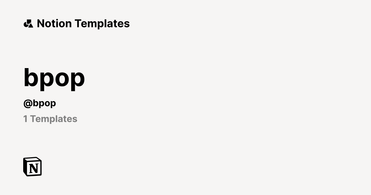 bpop | Template Creator | Notion Marketplace