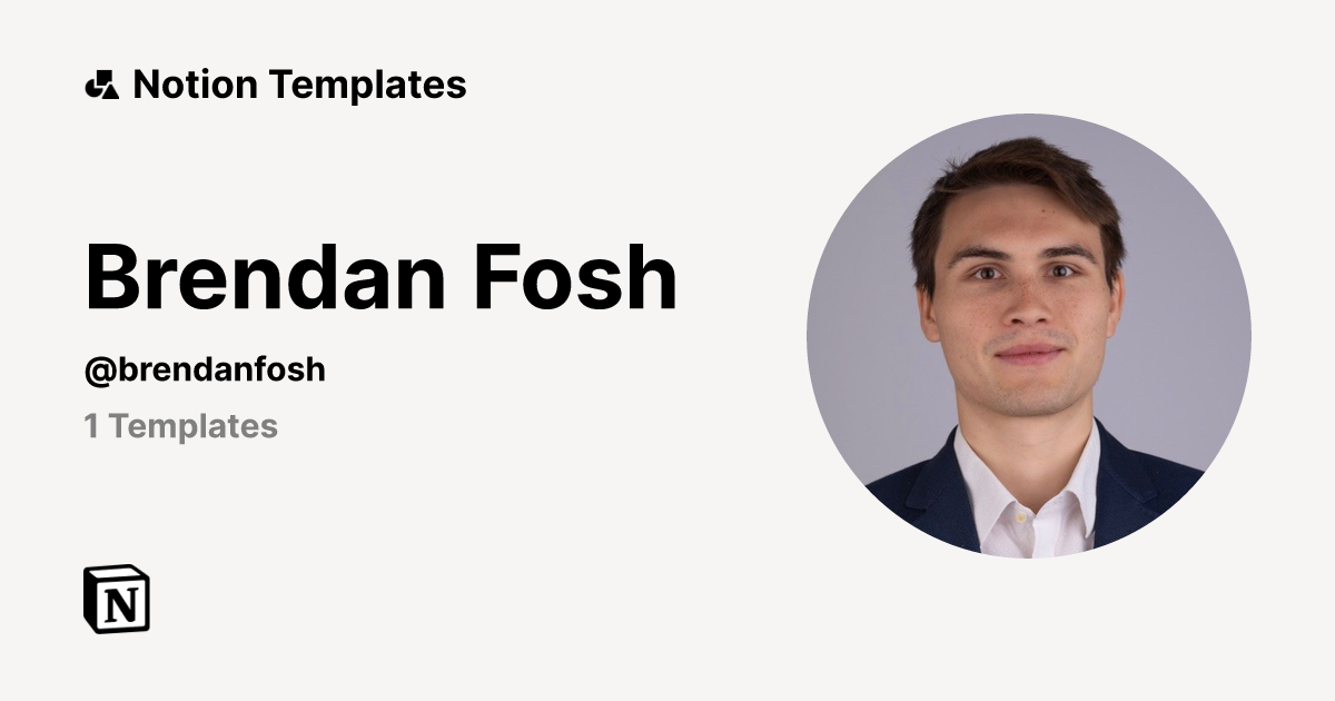 Brendan Fosh | Template Creator | Notion Marketplace