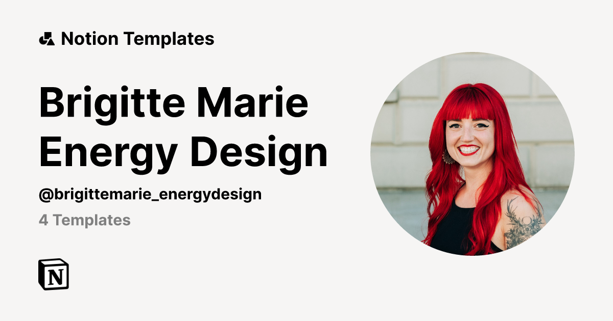 Brigitte Marie Energy Design | Template Creator | Notion Marketplace