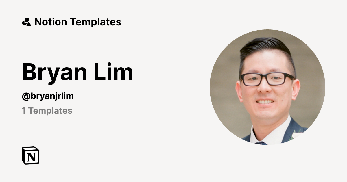 Bryan Lim | Template Creator | Notion Marketplace