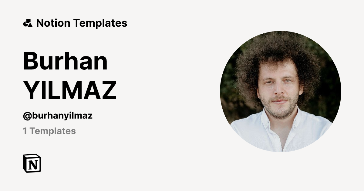 Burhan YILMAZ | Template Creator | Notion Marketplace
