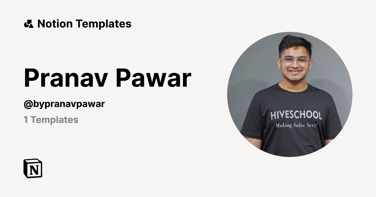 Pranav Pawar | Template Creator | Notion Marketplace