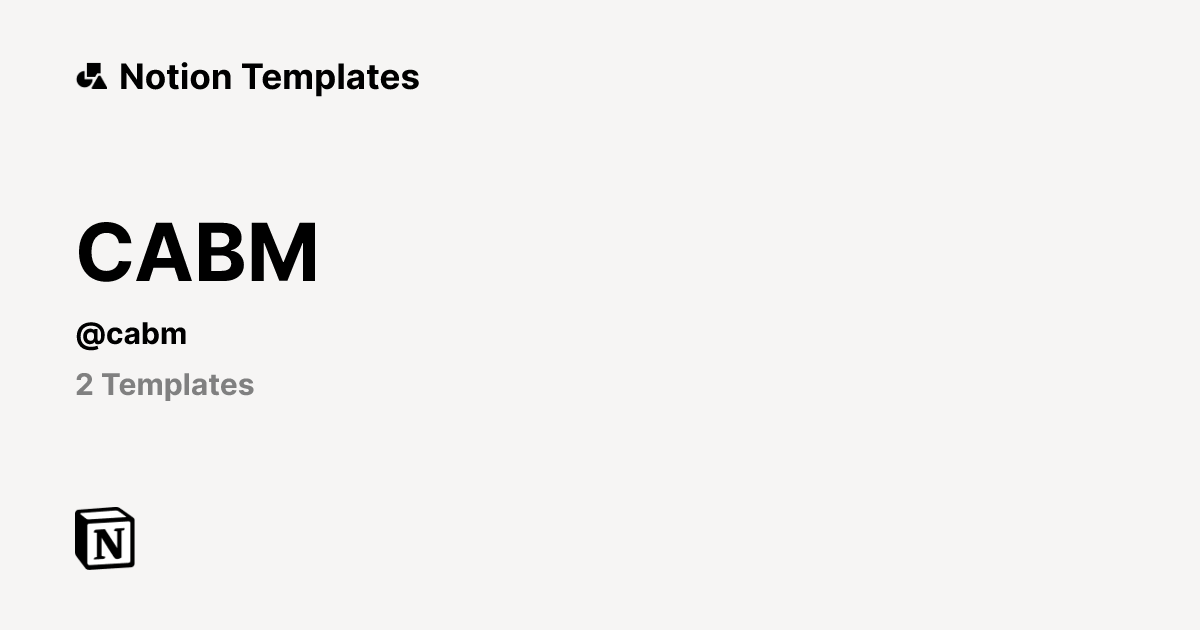 CABM | Template Creator | Notion Marketplace