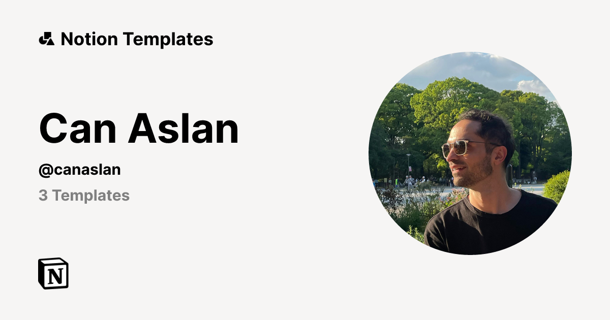 Can Aslan | Template Creator | Notion Marketplace