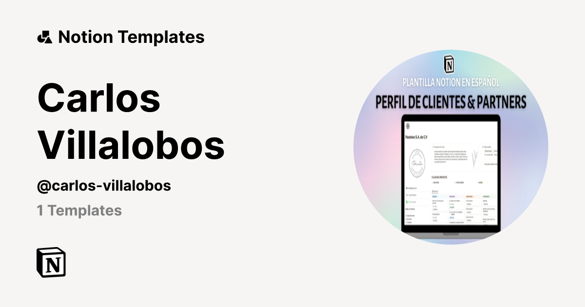 Carlos Villalobos | Template Creator | Notion Marketplace