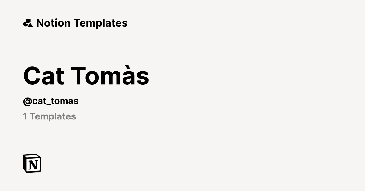 Cat Tomàs | Template Creator | Notion Marketplace