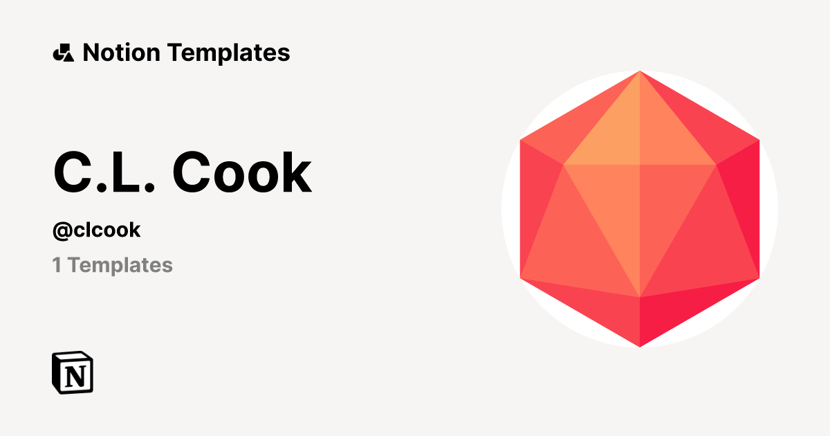 C.L. Cook | Template Creator | Notion Marketplace
