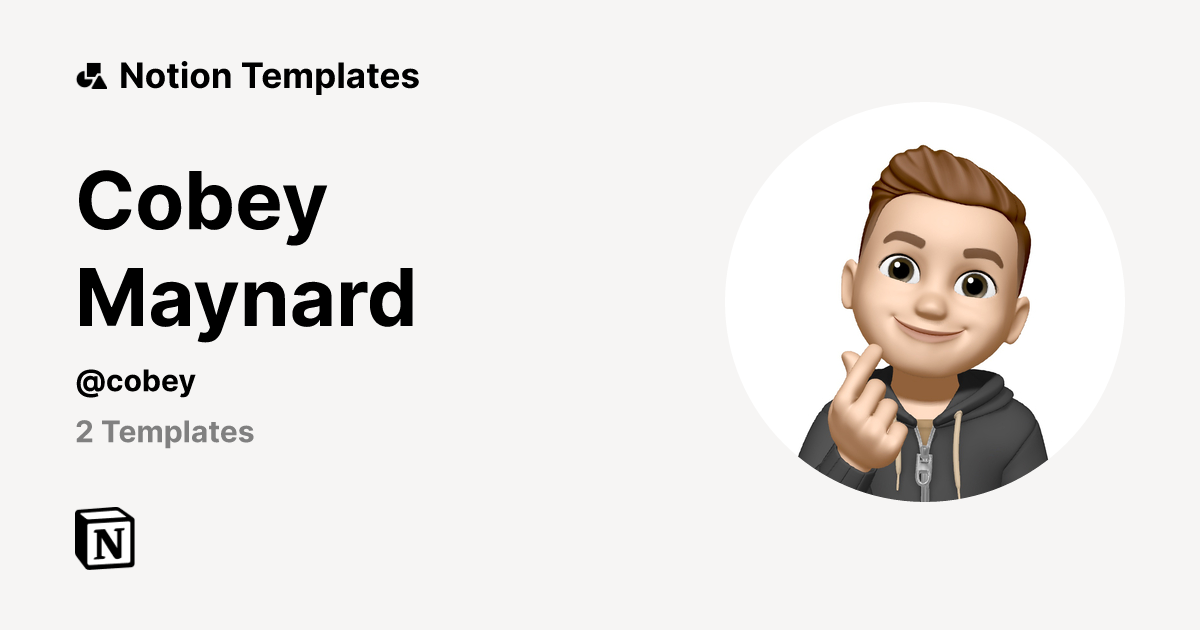 Cobey Maynard | Template Creator | Notion Marketplace
