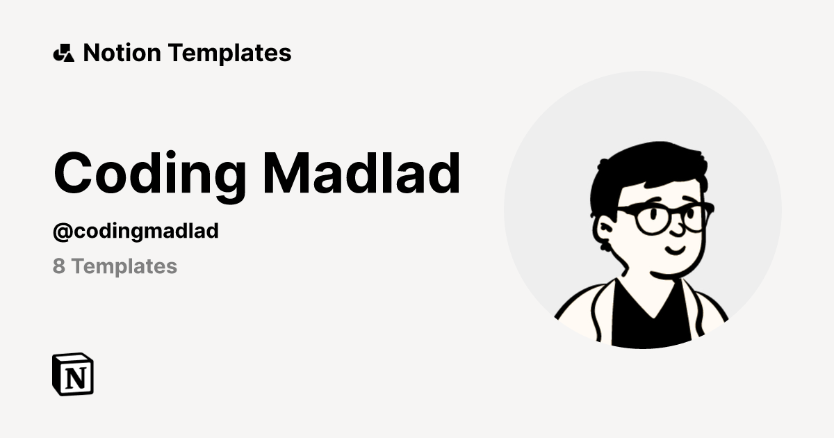 Coding Madlad | Template Creator | Notion Marketplace