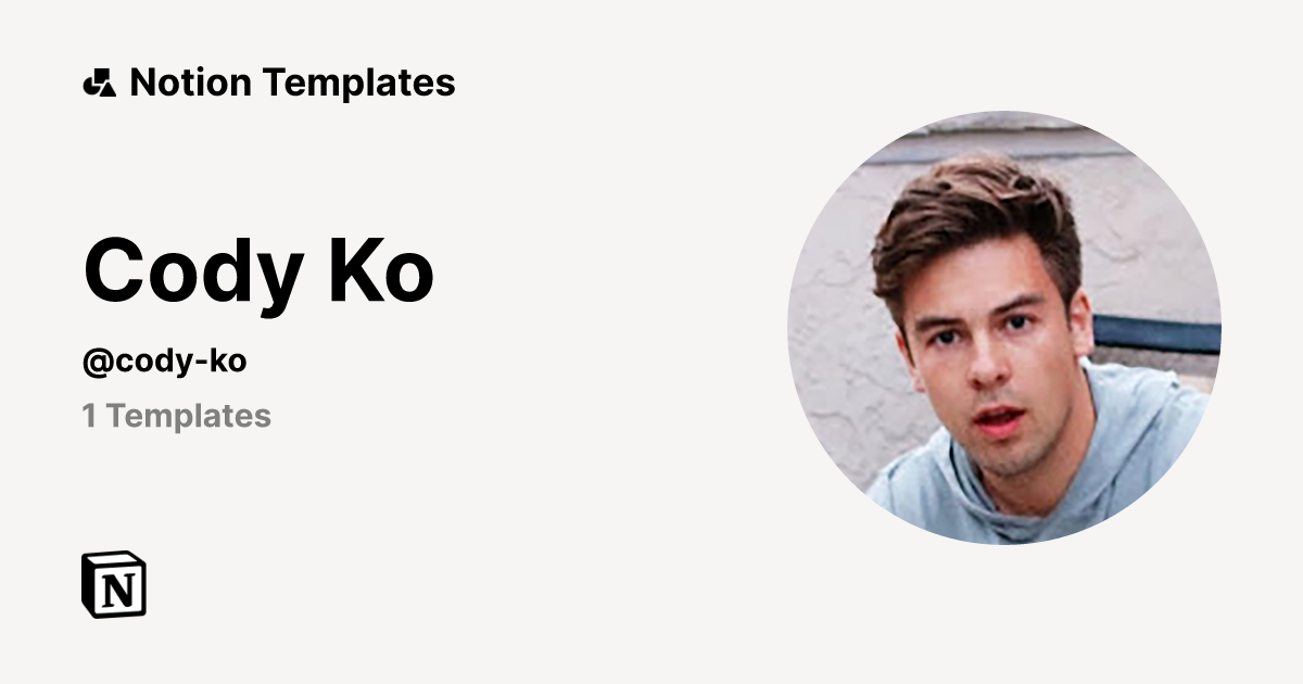 Cody Ko | Template Creator | Notion Marketplace
