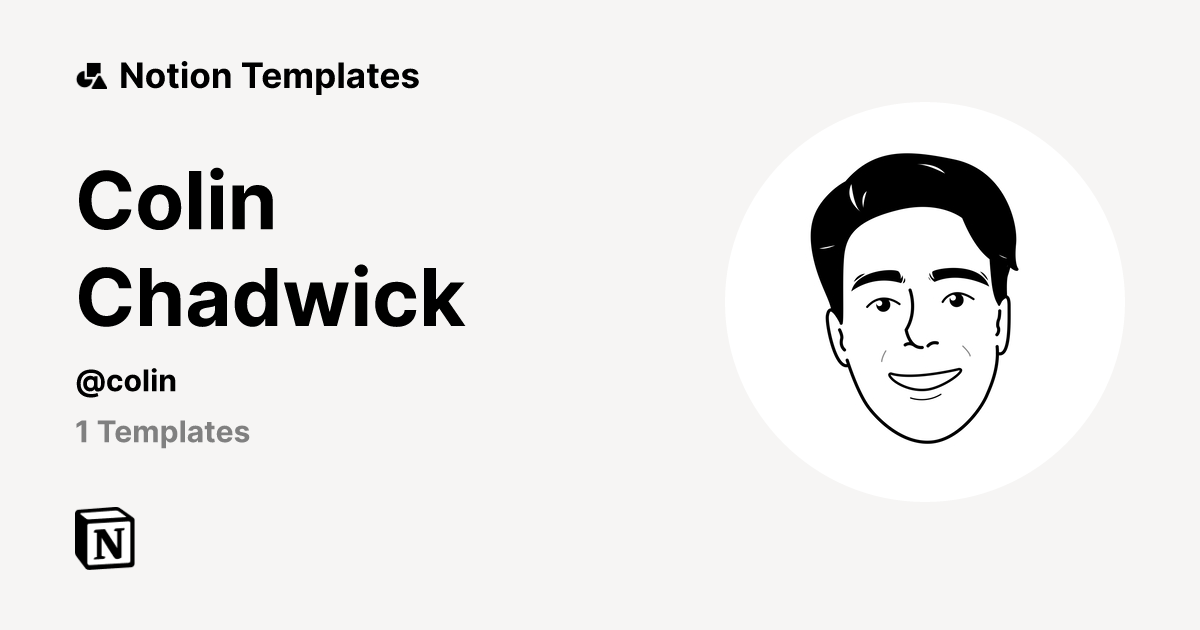 Colin Chadwick | Template Creator | Notion Marketplace