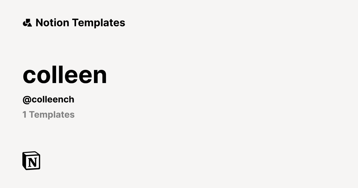 colleen | Template Creator | Notion Marketplace