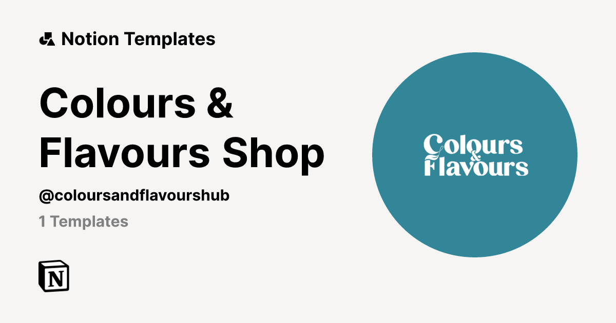 Colours & Flavours Shop | Template Creator | Notion Marketplace