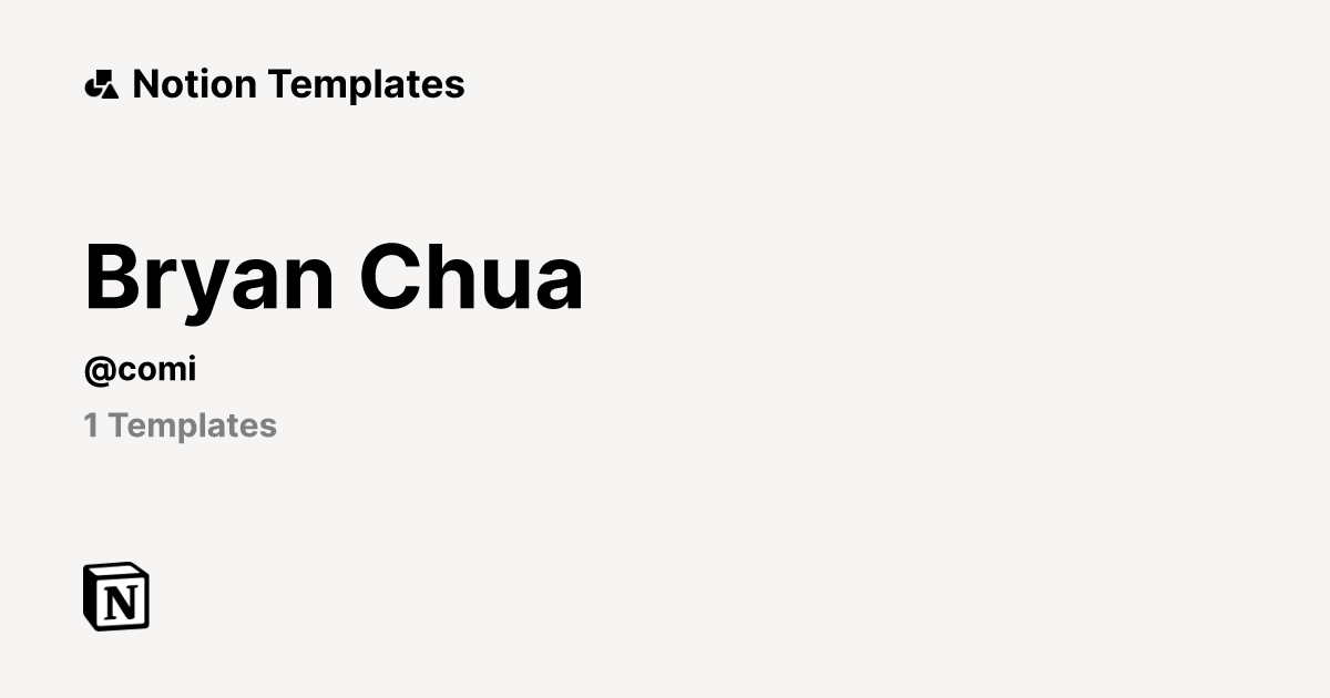 Bryan Chua | Template Creator | Notion Marketplace