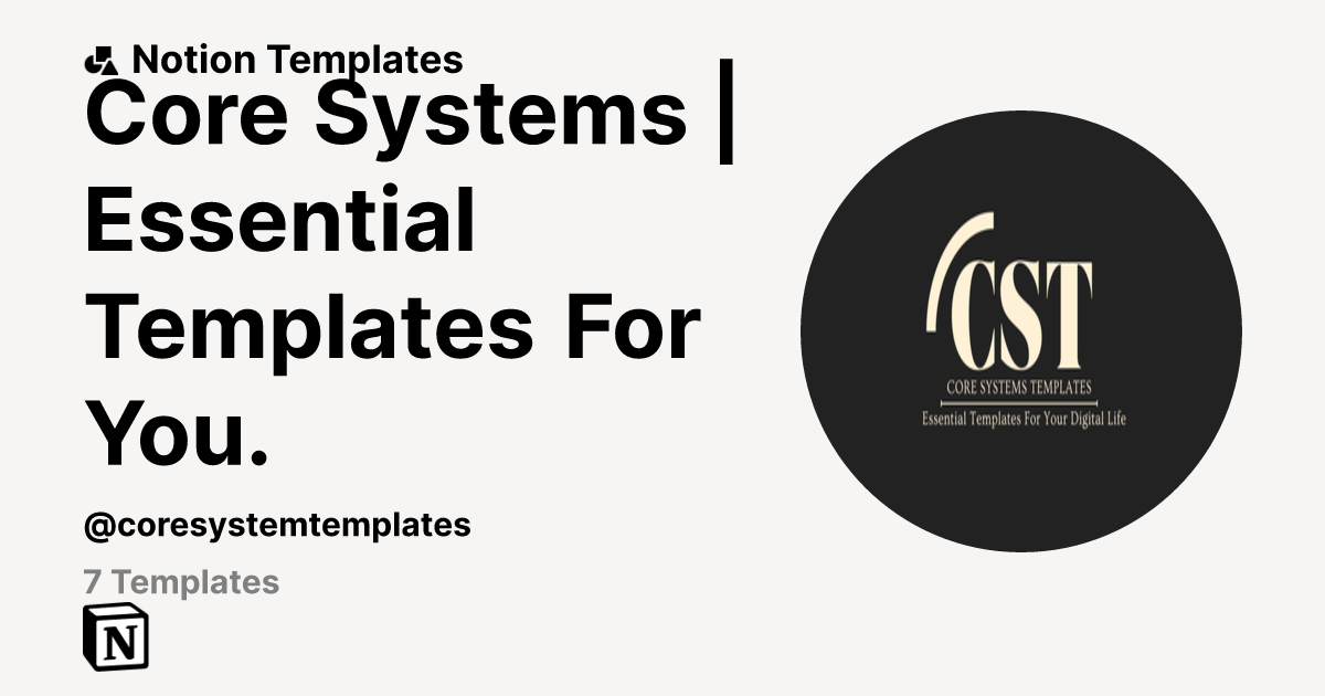 Core Systems | Essential Templates For You. | Template Creator | Notion ...