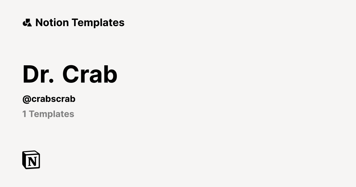 Dr. Crab | Template Creator | Notion Marketplace