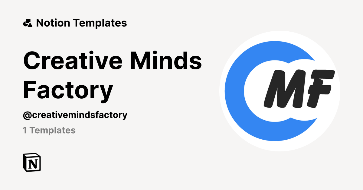 Creative Minds Factory | Template Creator | Notion Marketplace