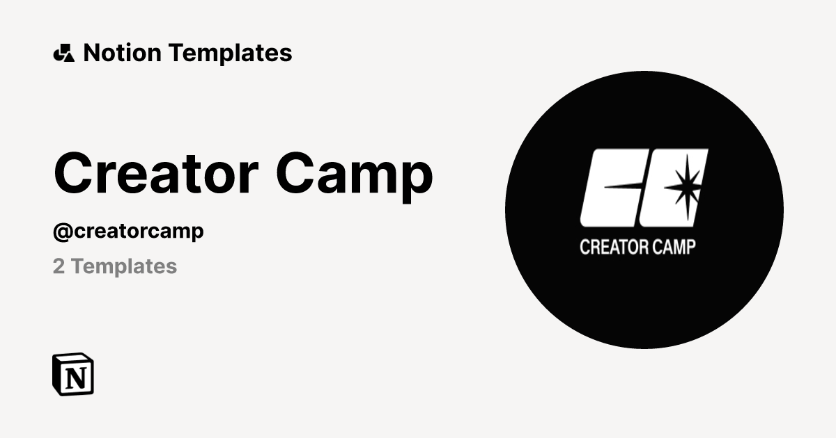 Creator Camp Template Creator Notion Marketplace