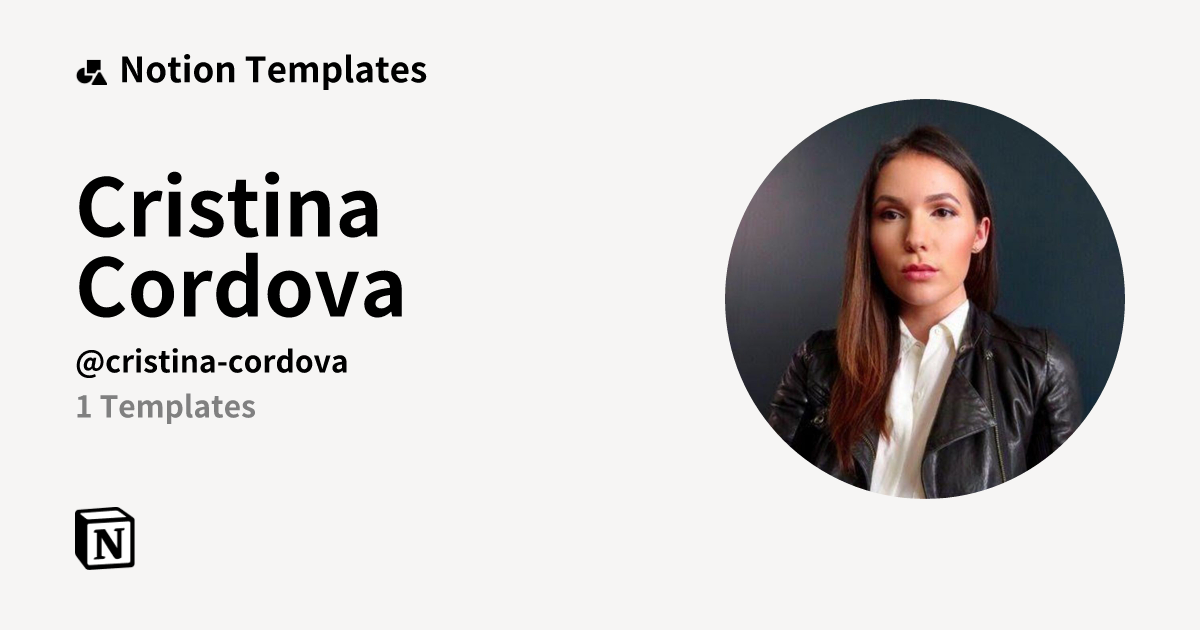 Cristina Cordova | Template Creator | Notion Marketplace