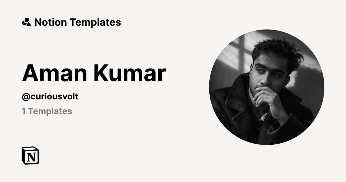 Aman Kumar | Template Creator | Notion Marketplace
