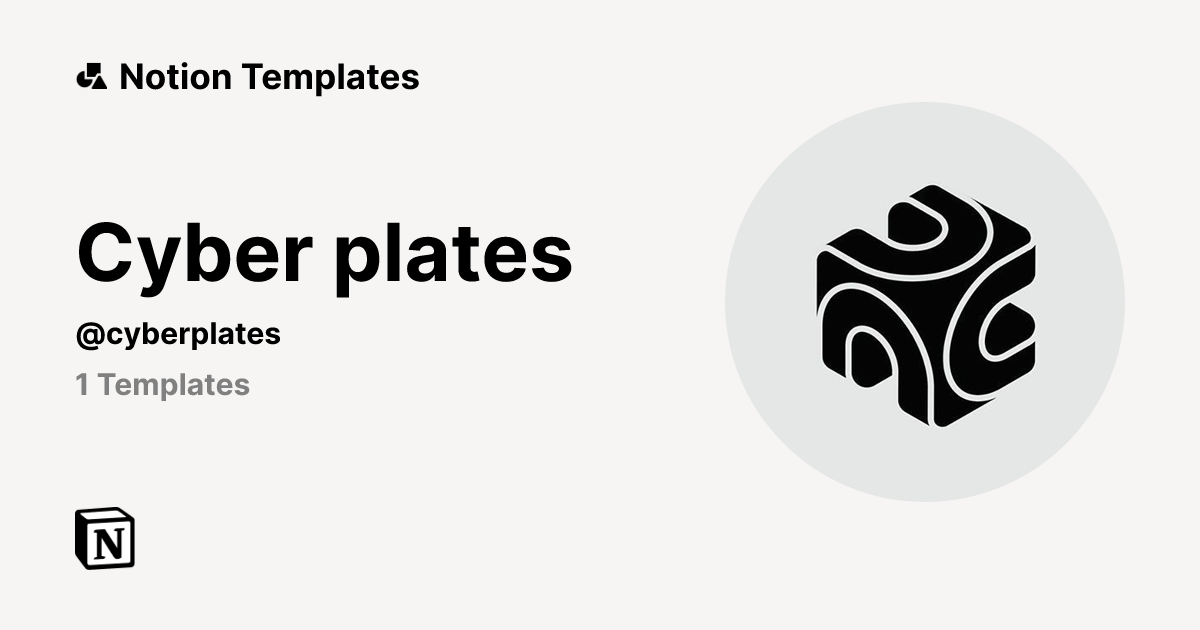 Cyber plates | Template Creator | Notion Marketplace