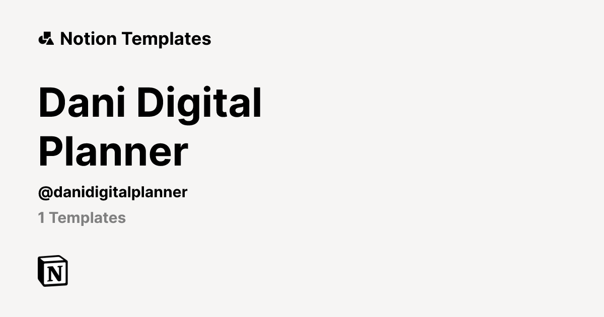 Dani Digital Planner | Template Creator | Notion Marketplace