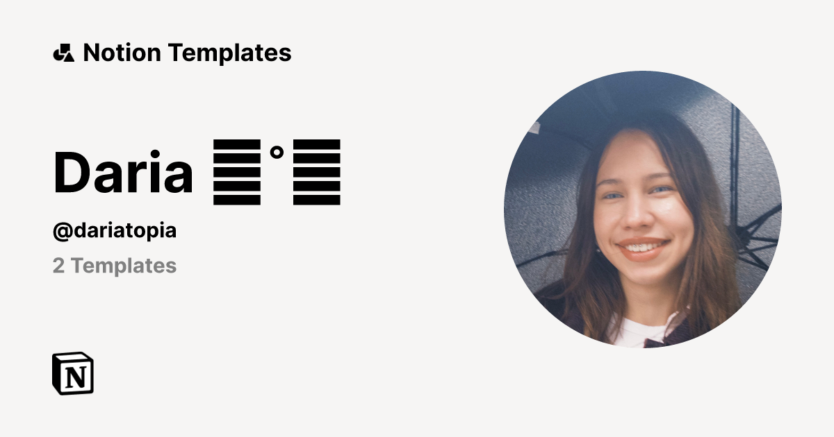 Daria ⋆˚࿔ | Template Creator | Notion Marketplace