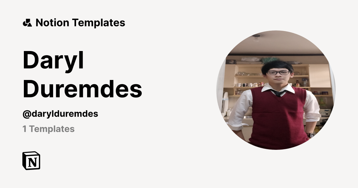 Daryl Duremdes | Template Creator | Notion Marketplace