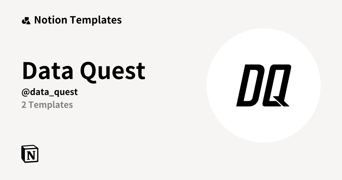 Data Quest | Template Creator | Notion Marketplace