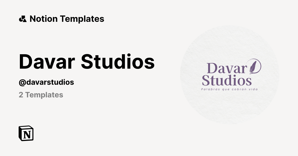 Davar Studios | Template Creator | Notion Marketplace