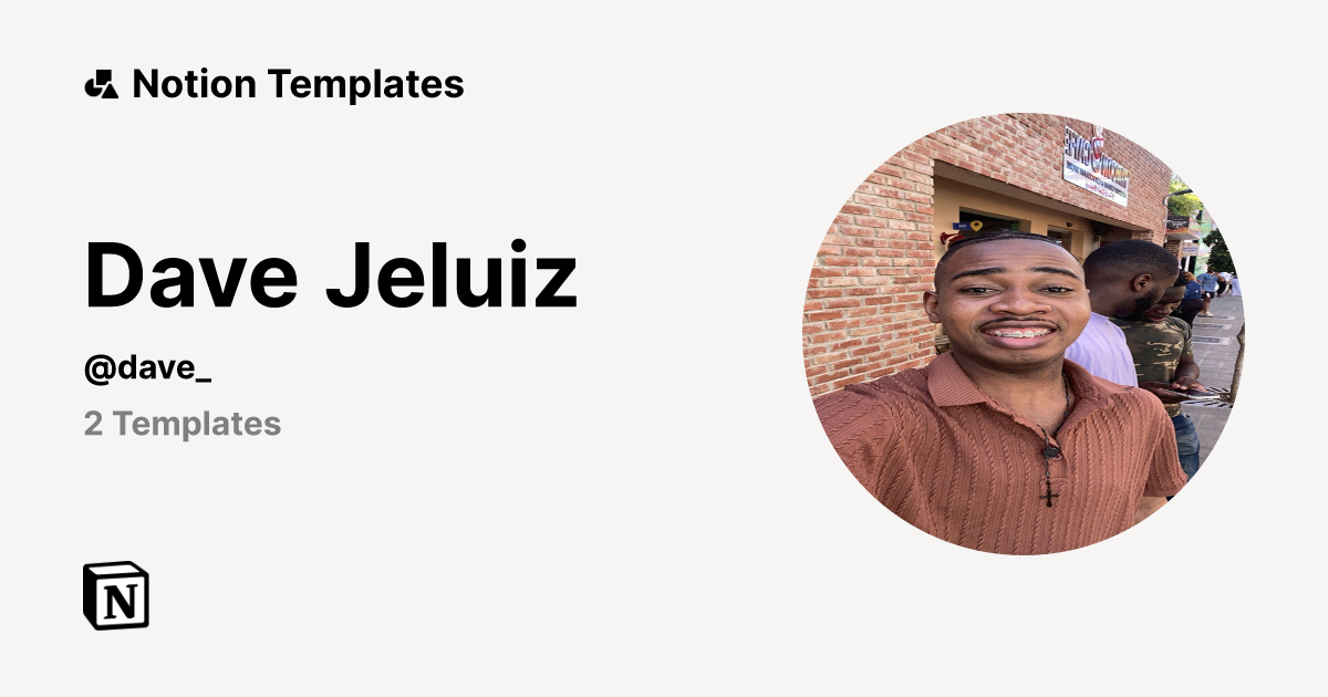 Dave Jeluiz | Template Creator | Notion Marketplace