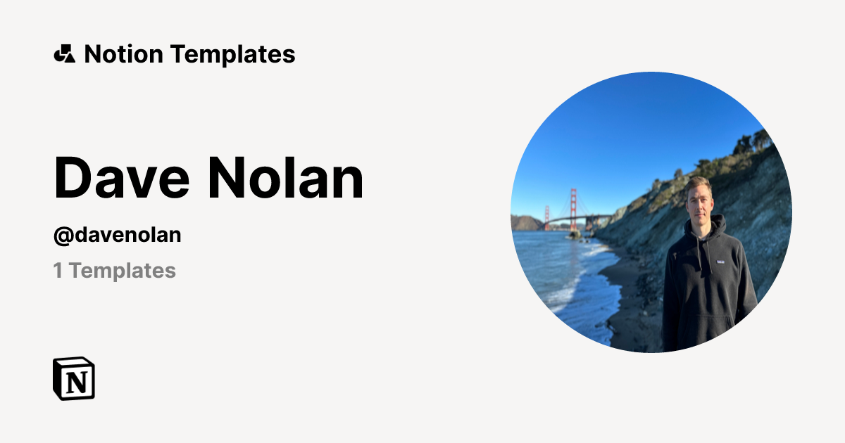 Dave Nolan | Template Creator | Notion Marketplace