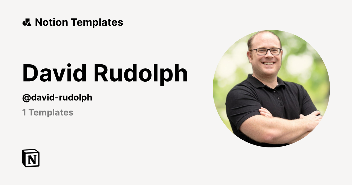 David Rudolph | Template Creator | Notion Marketplace
