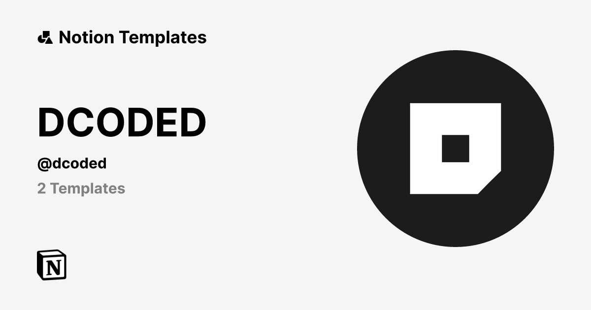DCODED | Template Creator | Notion Marketplace