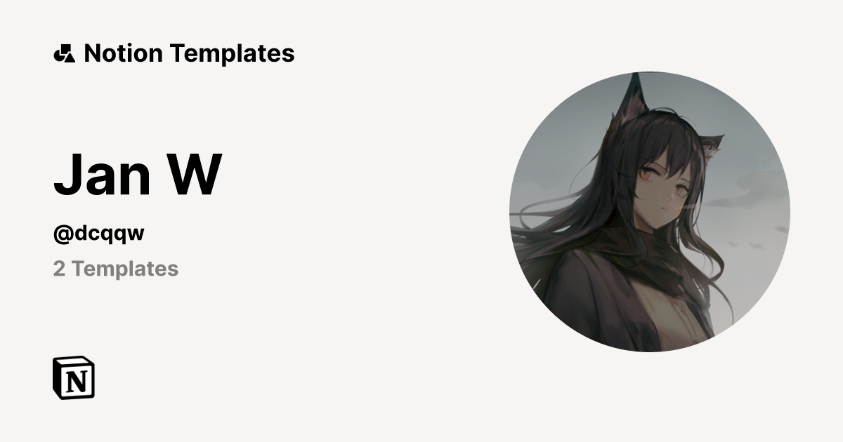 Jan W | Template Creator | Notion Marketplace