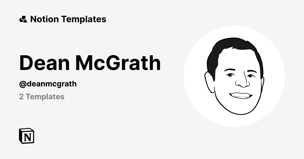 Dean McGrath | Template Creator | Notion Marketplace