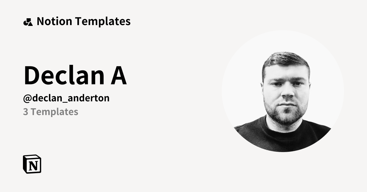 Declan A | Template Creator | Notion Marketplace