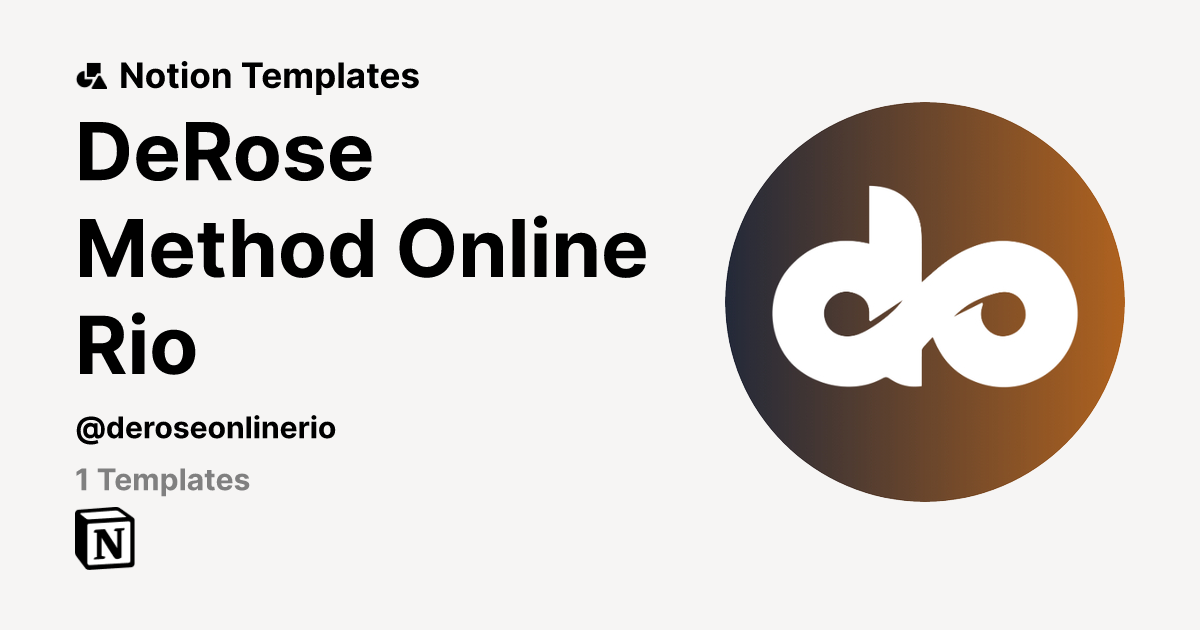 DeRose Method Online Rio | Template Creator | Notion Marketplace