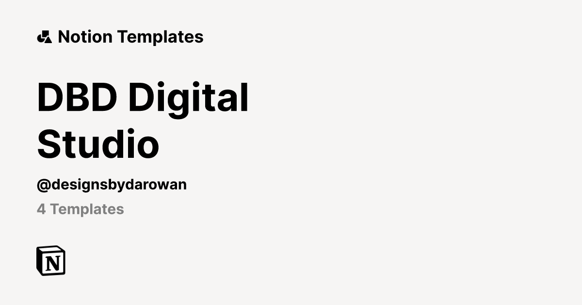 DBD Digital Studio | Template Creator | Notion Marketplace