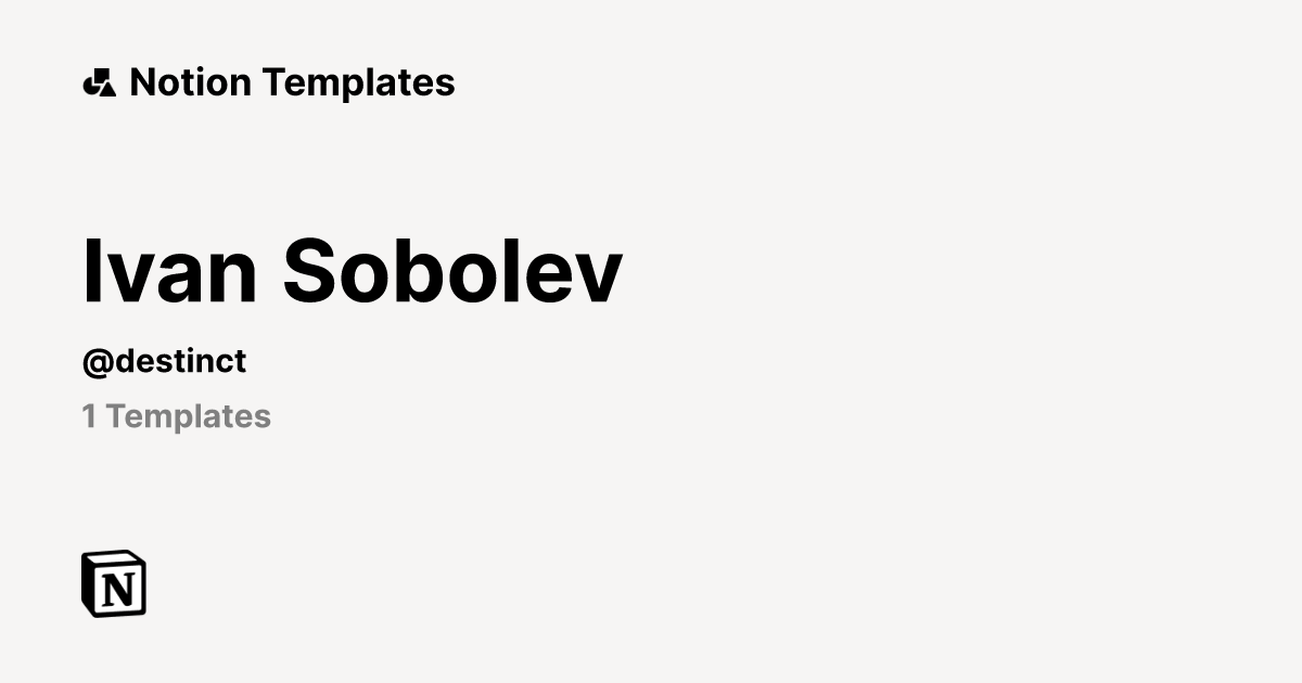 Ivan Sobolev | Template Creator | Notion Marketplace
