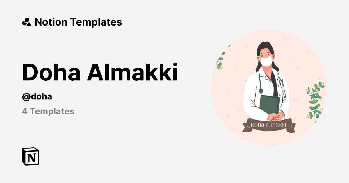 Doha Almakki | Template Creator | Notion Marketplace