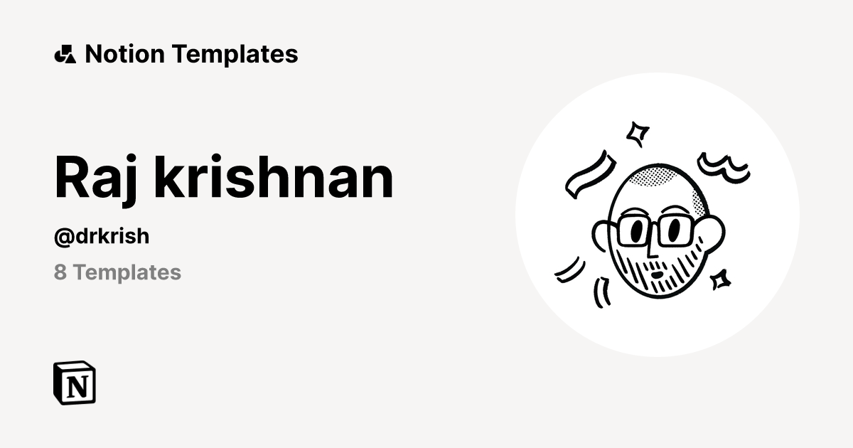 Raj krishnan | Template Creator | Notion Marketplace