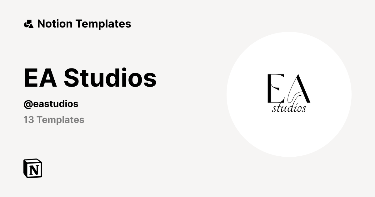EA Studios | Template Creator | Notion Marketplace